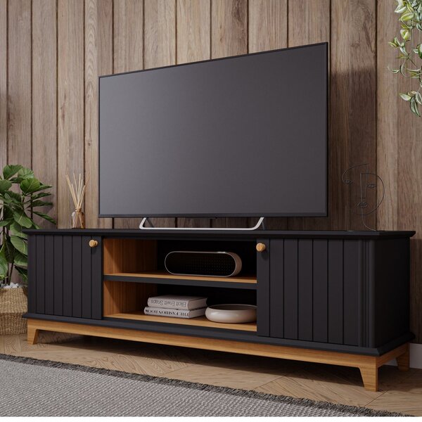 Rack Para Tv Até 60 Polegadas 2 Portas Porto Yescasa Preto Chumbo/nature | Leroy Merlin