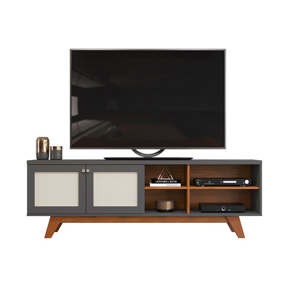 Rack Para Tv Até 60" Polegadas Com 2 Portas Zara Cor Freijó Cinza ...