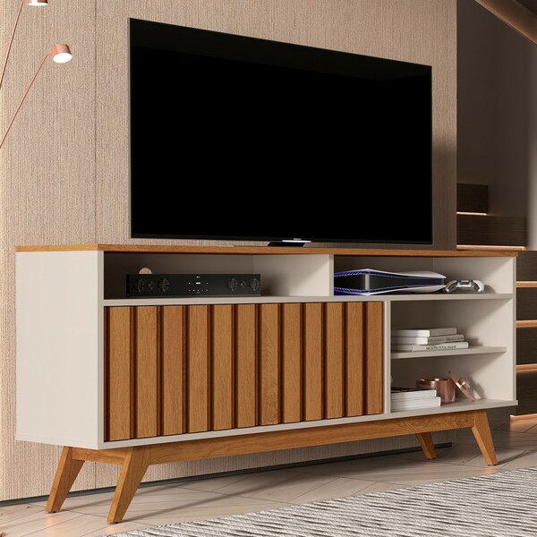 Rack Para Tv Até 60 Polegadas Hermes 2 Portas Ripado Off White/freijó ...