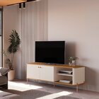 Rack Para Tv Até 60 Polegadas Mdf 141cm Curvo E Puxadores Em Metal ...