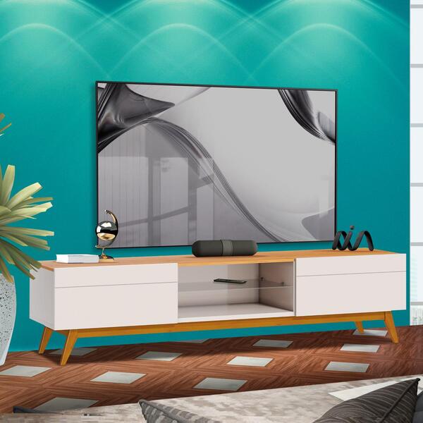 Rack Para Tv Até 60 Polegadas Prateleira Em Vidro 2.6 Off White Nature ...