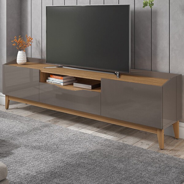 Rack Para Tv Até 60 Polegadas Ravena 2 Portas 1 Gaveta Cinza Perola/noce- Casa D | Leroy Merlin