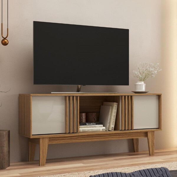 Rack Para Tv Até 60 Polegadas Ripado Naturalle/cristalo - Decibal | Leroy Merlin