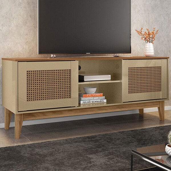 Rack Para Tv Até 60 Polegadas Safira 2 Portas 2 Nichos Champagne/cedro ...