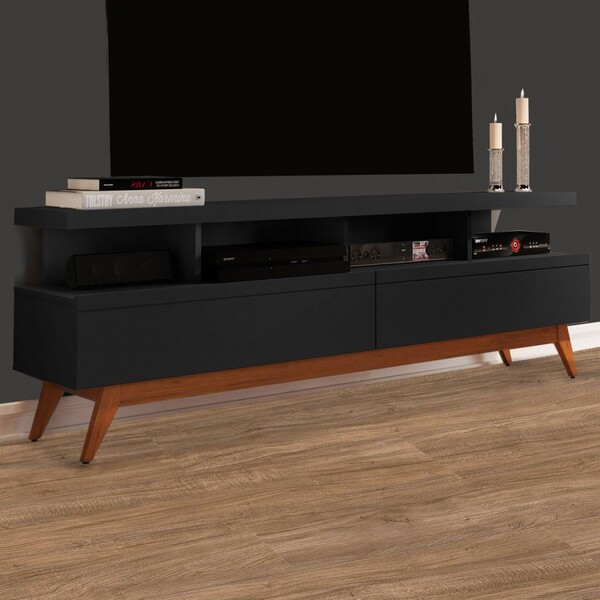 Rack Para Tv Até 60 Polegadas Vivare Wood 2 Gavetas Black - Giga Móveis ...