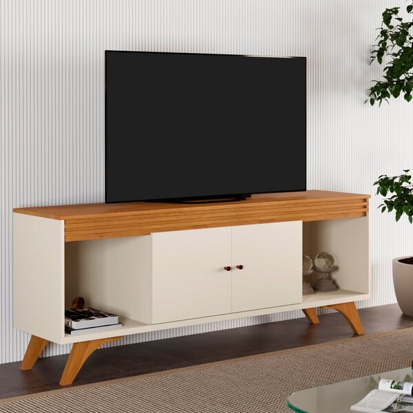 Rack Para Tv Até 65 Polegadas 100% Mdf 2 Portas 160cm Ripado Pés ...