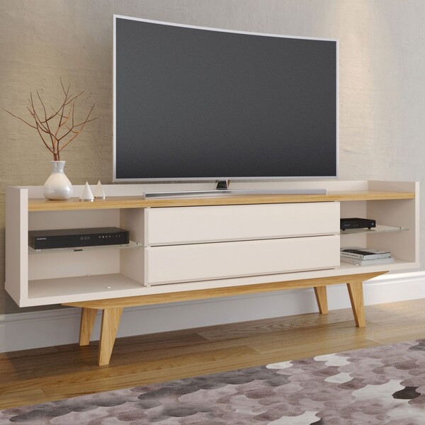 Rack Para Tv Até 70 Polegadas Diamant 2 Gavetas Camaru/perola - Robel ...