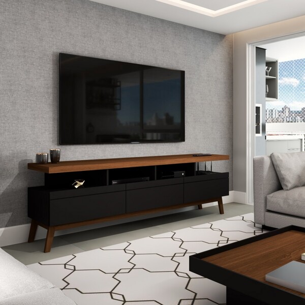 Rack Para Tv Até 70 Polegadas Street 3 Gavetas Black/freijo - Panorama ...