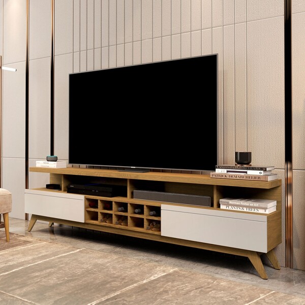 Rack Para Tv Até 70 Polegadas Vivare Wood 2 Gavetas Cumaru/off White ...