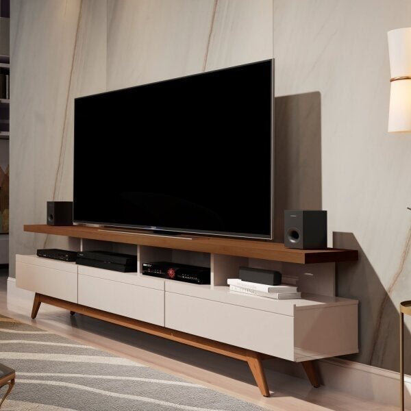 Rack Para Tv Até 72 Polegadas 3 Gavetas Vivare Wood Móveis Germai Off ...