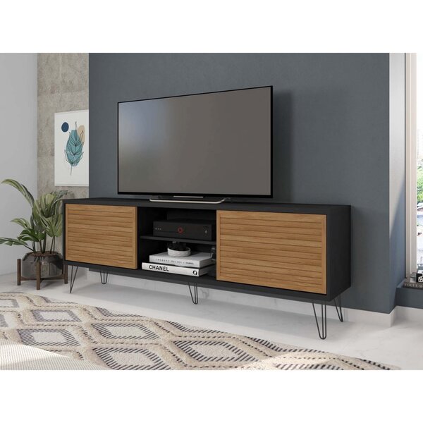 Rack Para Tv Até 72 Polegadas Industrial Retrô 180cm Em Bp Porta Pier Multiverso Preto/buriti ...