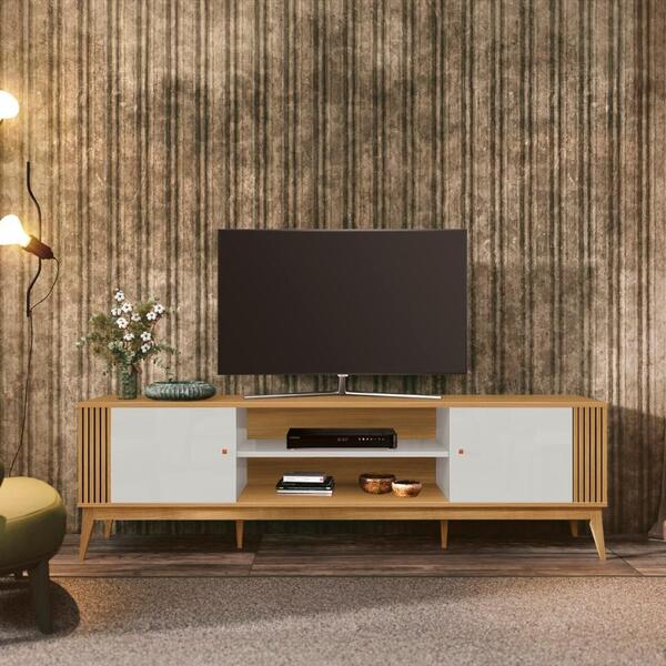 Rack Para Tv Até 75 Polegadas 2 Portas Ripado Grécia 200cm | Black ...