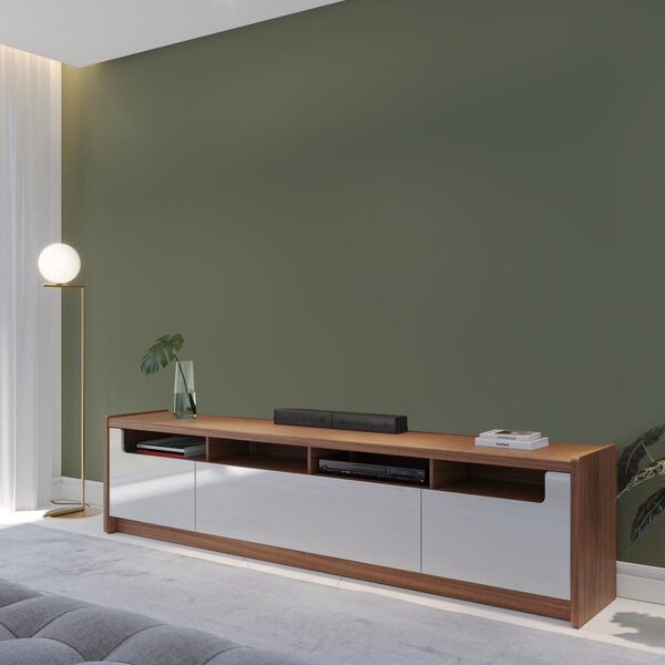 Rack Para Tv Até 75 Polegadas 3 Portas Oslo 2.2 Off White Gloss/natural ...