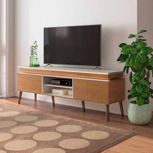 Rack Para Tv Até 75 Polegadas Com Mdf 180cm Pés Em Madeira Maciça Led 2 ...