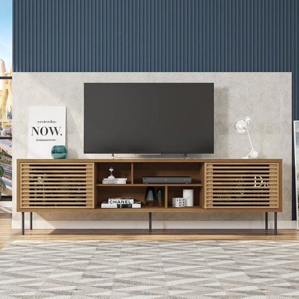 Rack Para Tv Até 75 Polegadas Industrial 220cm Em Bp Porta Ripada ...
