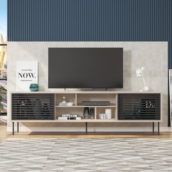 Rack Para Tv Até 75 Polegadas Industrial 220cm Em Bp Porta Ripada ...