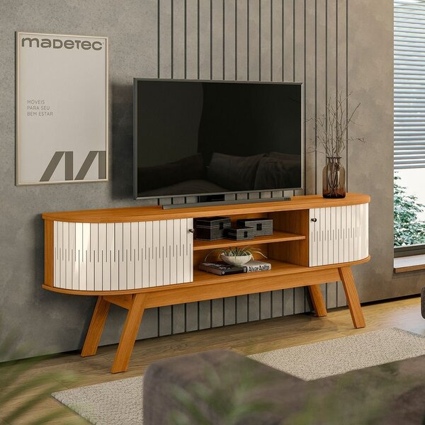 Rack Para Tv Até 75 Polegadas Mdf 183cm Curvo Valencia Marrom Cinamomo ...