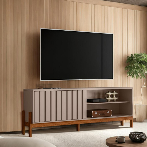 Rack Para Tv Até 75 Polegadas Ripado 1 Porta Aurora Mobler | Leroy Merlin