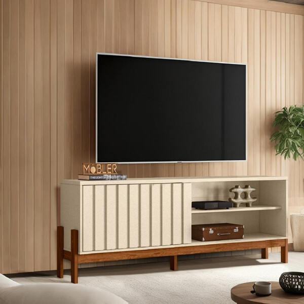 Rack Para Tv Até 75 Polegadas Ripado 1 Porta Aurora Mobler | Leroy Merlin