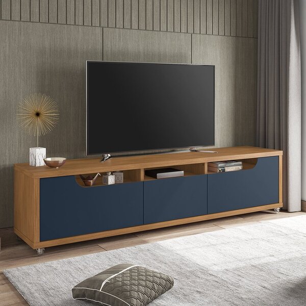 Rack Para Tv Até 79 Polegadas 217cm 3 Gavetas Jersey Cedro/azul Cobalto ...