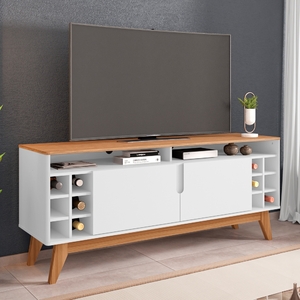 Rack Para Tv Com Mini Adega Juniors 1.3 Branco/noce | Leroy Merlin