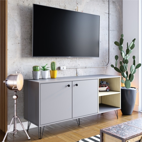 Rack Para Tv Com Nichos Leach Cinza Tauari | Leroy Merlin