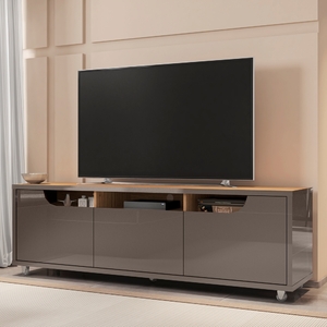 Rack Para Tv Com Rodízios Sporting Cinza Perola Noce | Leroy Merlin