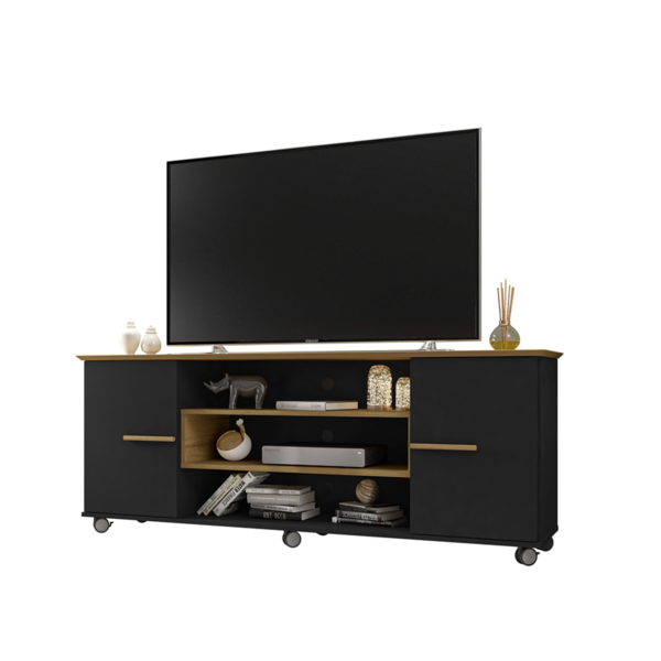 Rack Para Tv Odeon Cinamomo Preto Fosco - Bechara Móveis | Leroy Merlin