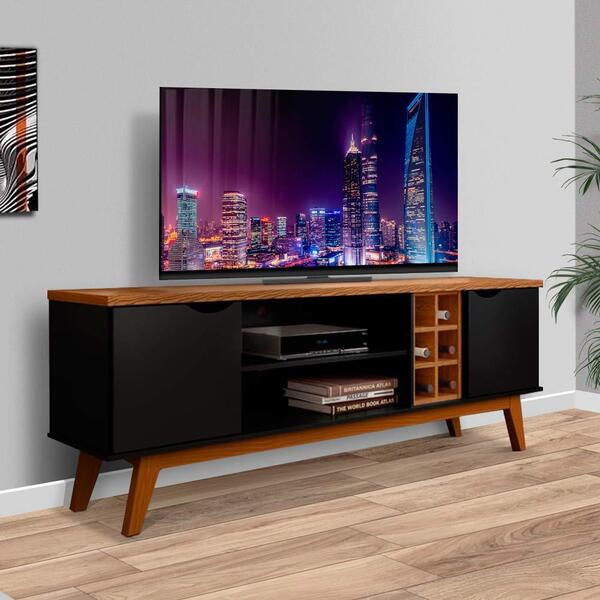 Rack Para Tv Preto Acetinado Cumaru Prism Patrimar | Leroy Merlin