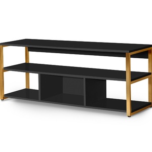 Rack Para Tv Retrô Estilo Industrial Com Pés De Ferro Preto / Dourado ...