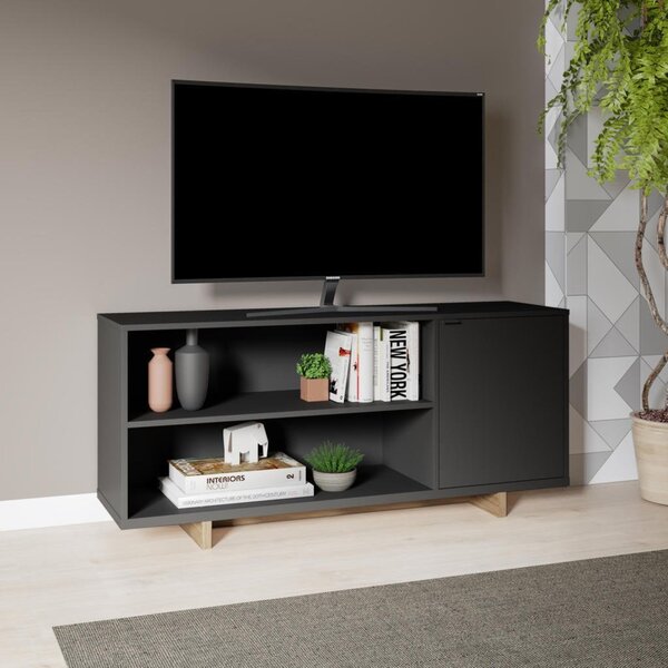 Rack Para Tvs Até 50 Polegadas 1 Porta 2 Nichos Nomad Appunto Preto/castanho | Leroy Merlin