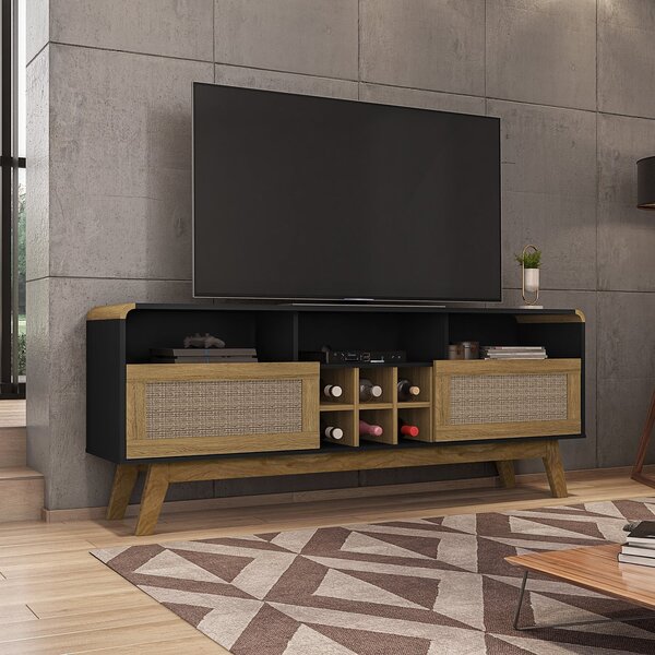 Rack Para Tvs Até 65 Polegadas 2 Portas 3 Nichos Com Adega Larimar Móveis Bechara Preto Fosco ...