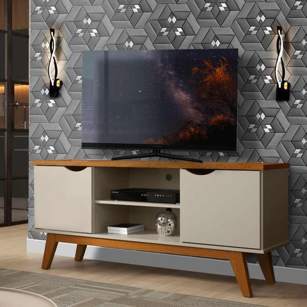 Rack Patrimar Marselha Para Tv De Até 46" Off White Cumaru | Leroy Merlin