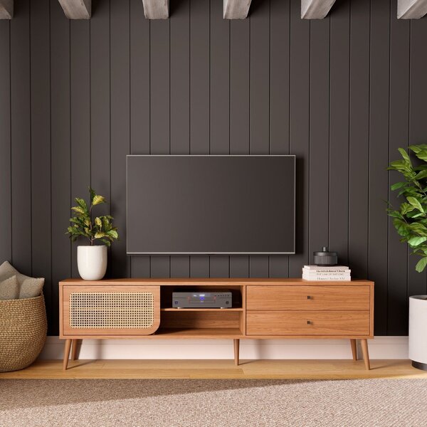 Rack Retrô Para Tv Até 60 Polegadas 100% Mdf 220cm 2 Gavetas Marrom ...