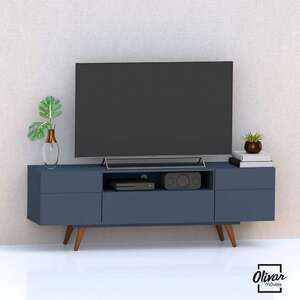 Rack Para Tv Belly Azul Cobalto Cedro | Leroy Merlin