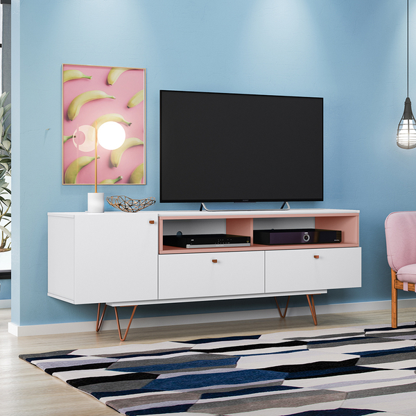 Rack Retro Tv 60 Polegadas Metal Alasca Branco/rose Ac | Leroy Merlin