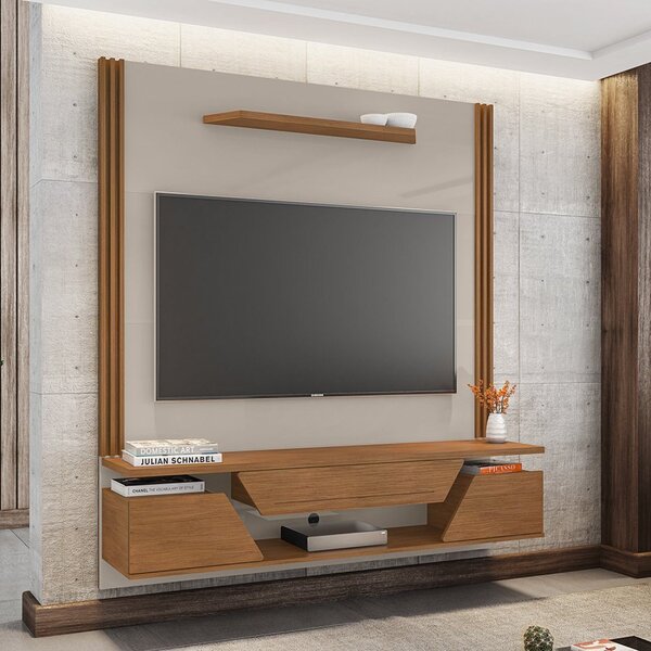 Rack Suspenso Para Tv Até 60 Polegadas 180cm 2 Portas 1 Gaveta Valley Off White/cedro | Leroy Merlin