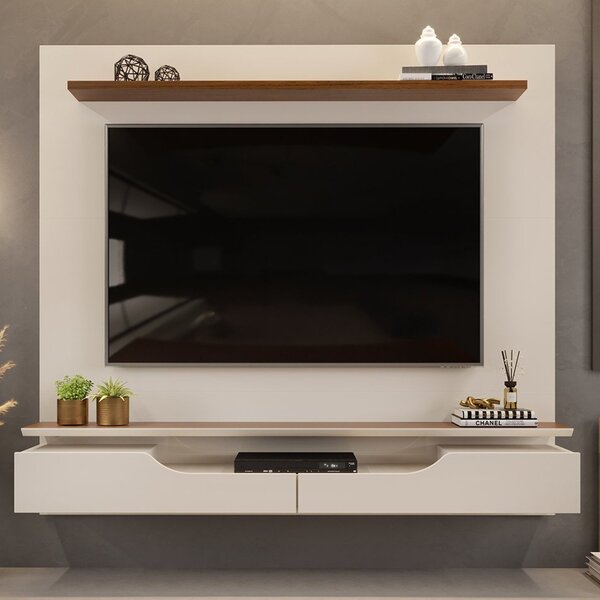 Rack Suspenso Para Tv Até 60 Polegadas 2 Portas 1 Prateleira Levi Off White/freijó | Leroy Merlin