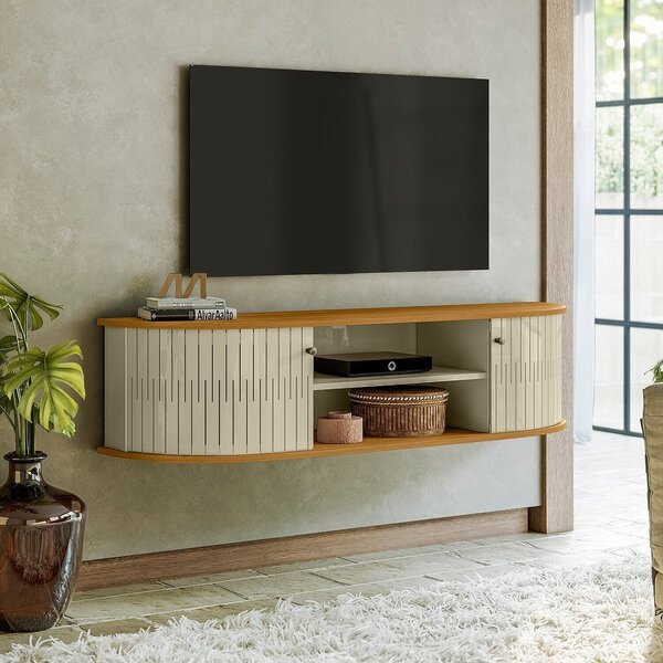 Rack Suspenso Para Tv Até 60 Polegadas Modena Cumaru/opala | Leroy Merlin