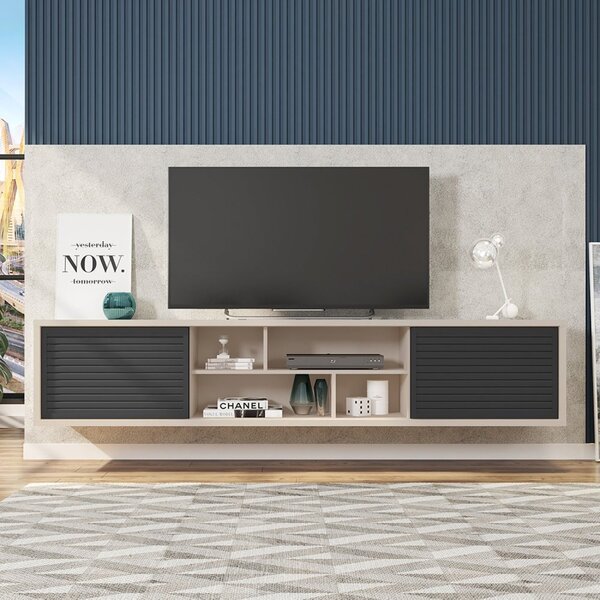 Rack Suspenso Para Tv Até 75 Polegadas 220cm Em Bp Porta Pier Multiverso Off White/preto | Leroy ...