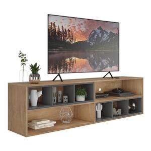 Rack 2 Portas E Painel Ripado Para Tv Até 70 Polegadas Porto Espresso Móveis Preto Chumbo/nature ...