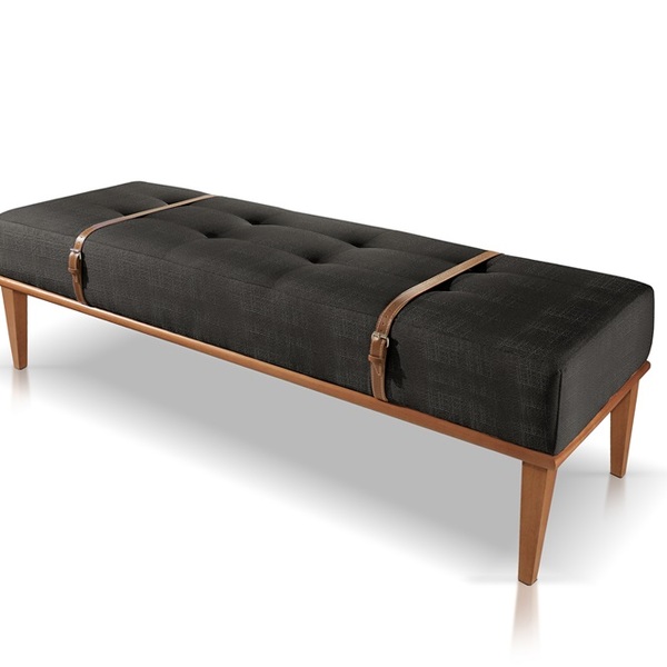 Recamier Banco Puff Roma Linho Preto 12t | Leroy Merlin