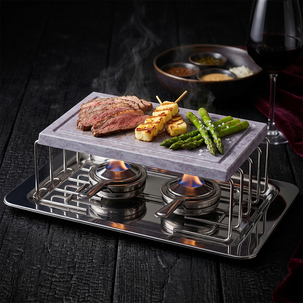 Réchaud Fondue Pedra Hara Barcelona Aço Inox 2 Queimadores | Leroy Merlin