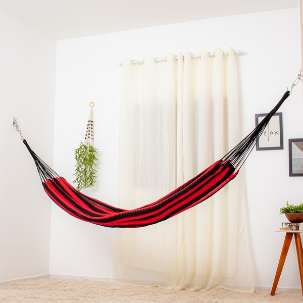 Rede De Dormir Amazonas Nylon Listrada Vermelho Com Preto | Leroy Merlin