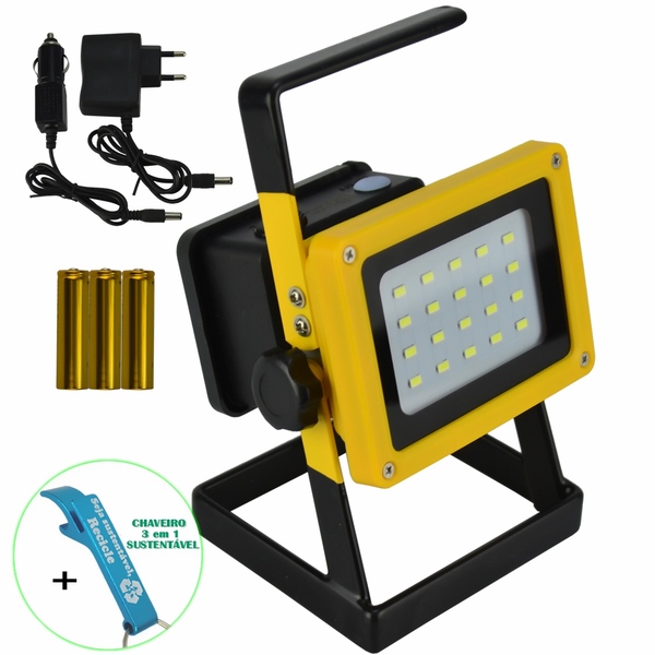 Refletor Led 30w Portátil Recarregável Ip65 + Chaveiro Cbrn16433 ...