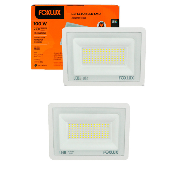 Refletor Led Foxlux 100w Bivolt 6500k Branco Kit 2 Un | Leroy Merlin