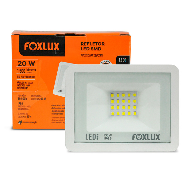 Refletor Led Foxlux 20w 6500k Bivolt Branco | Leroy Merlin