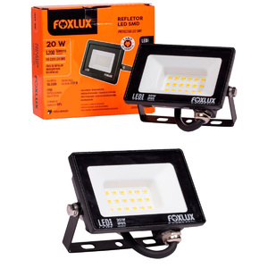 Refletor Led Foxlux 20w Bivolt 3000k Preto Kit 2 Un | Leroy Merlin