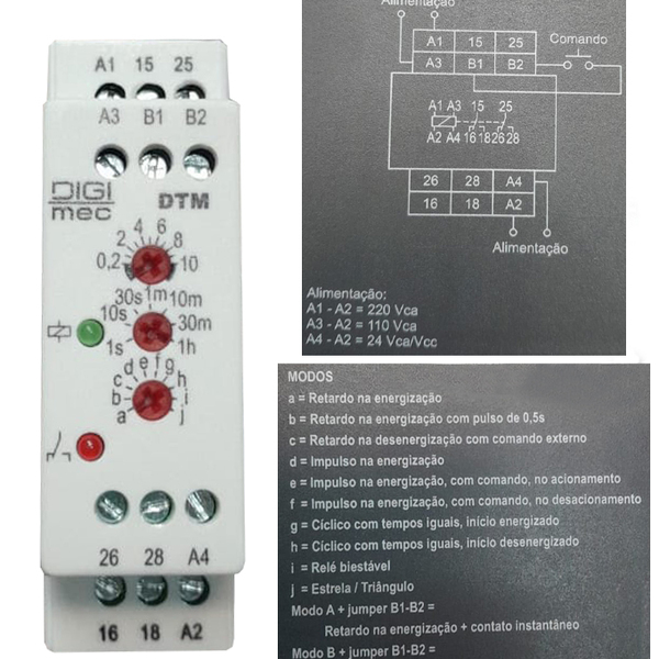 Rele Tempo Multifunção Dtm 110 220vca 24vca/vcc Pst Digimec | Leroy Merlin