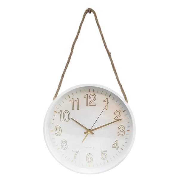 Relógio De Parede Redondo Branco Quartz Com Corda De Sisal | Leroy Merlin